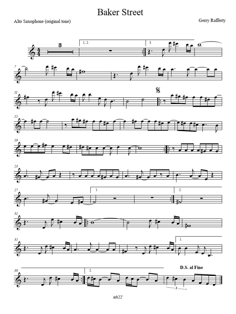 Baker Street-Alto Saxphone | PDF