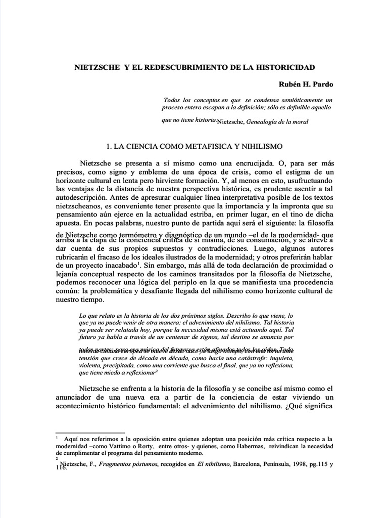 Redescubrimiento de la historicidad en Nietzsche | PDF | Verdad ...