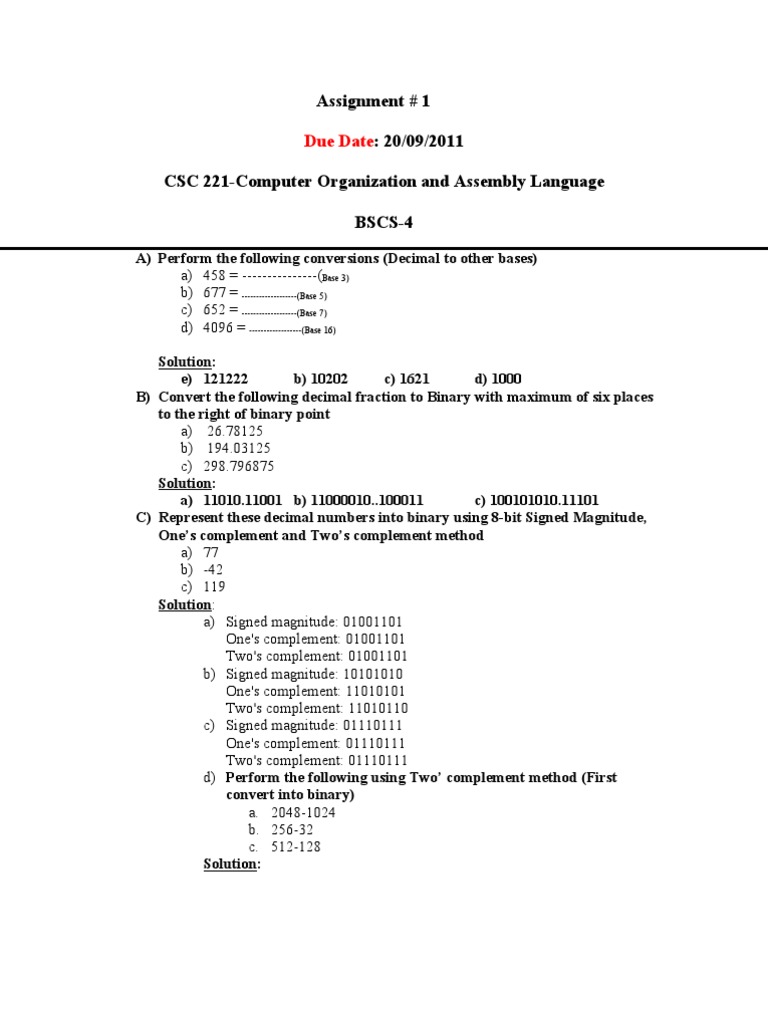 Assignment 1 Solution Pdf Bit Mathematical Notation