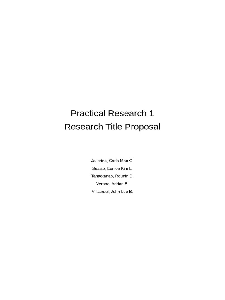 Group 3 Research Title Proposal | PDF