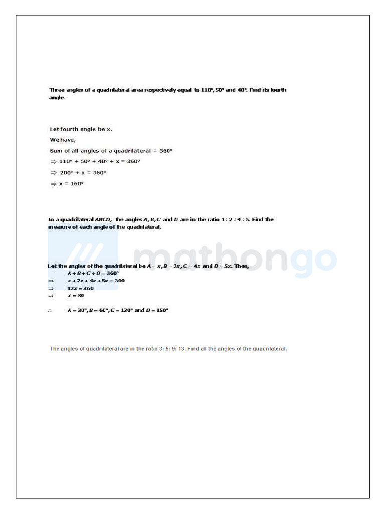 RD Sharma Class 9 Chapter 13 Quadrilaterals | PDF