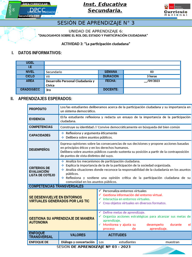 4º DPCC - Ses 3 Uni 6 - Sem 03 | PDF