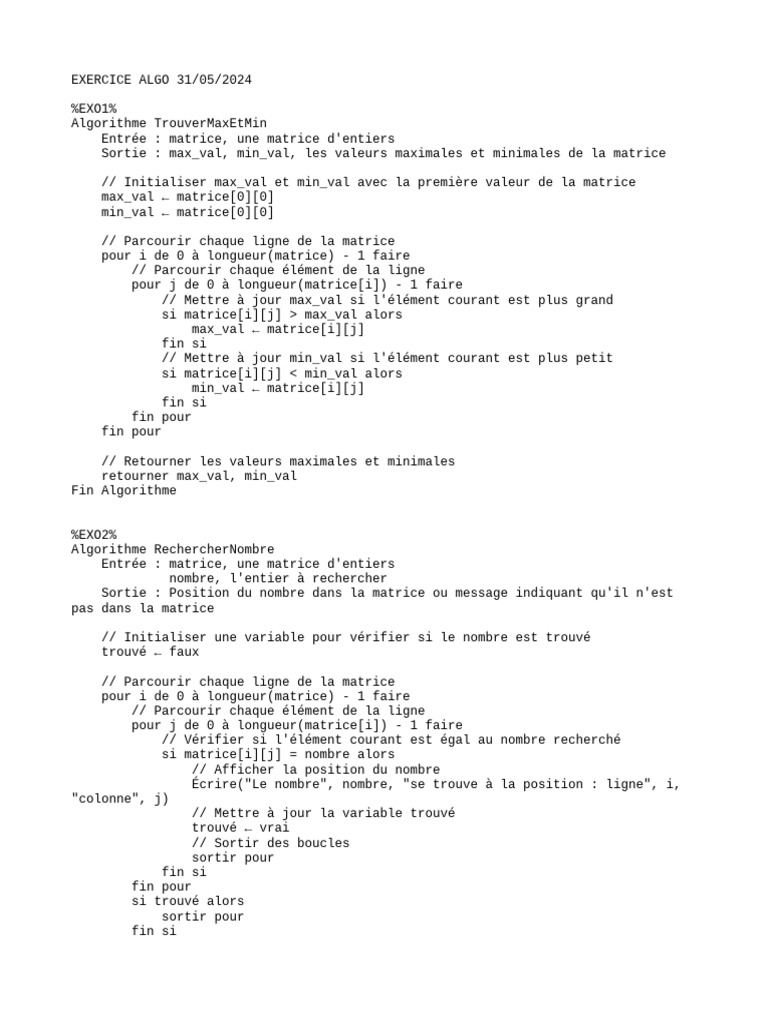 Exercice Algo 31052024 | PDF