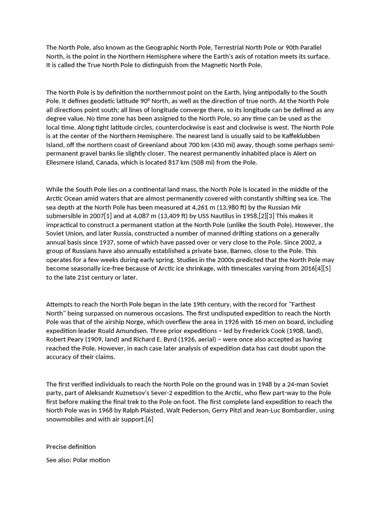 The North Pole | PDF