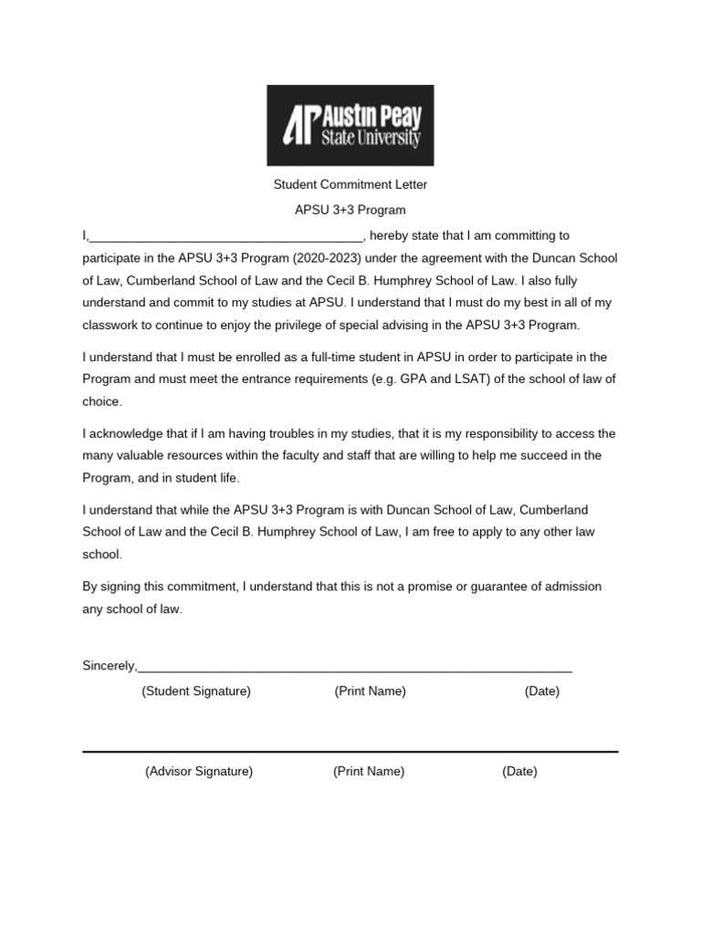 Student Commitment Letter | PDF