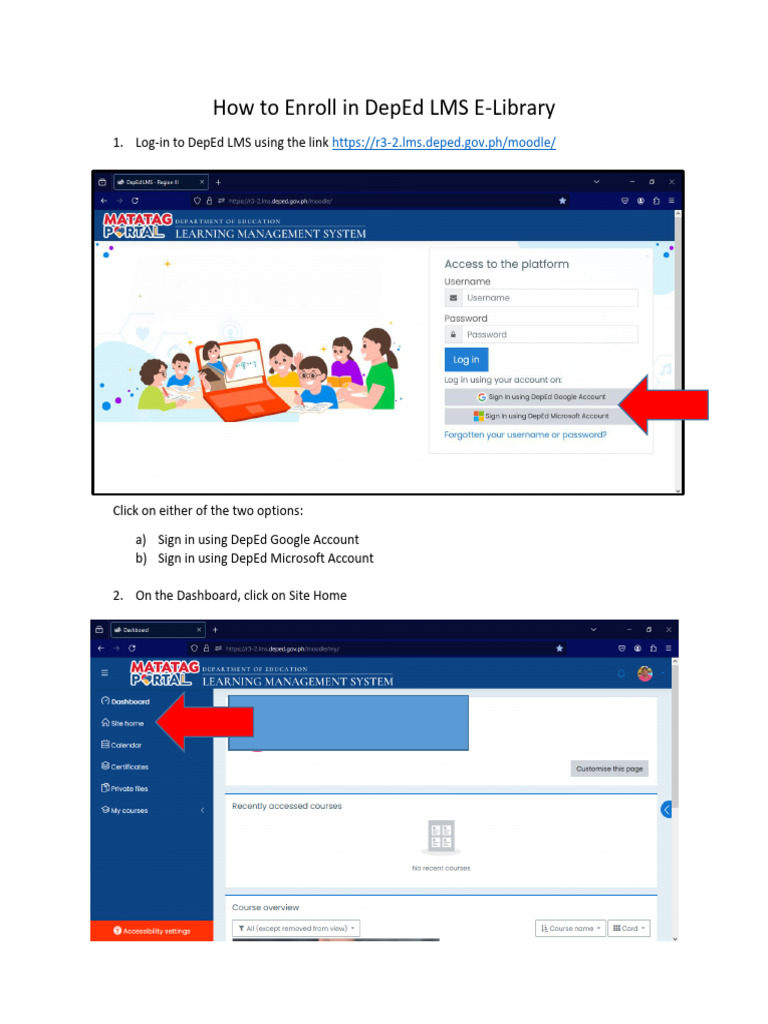 How To Enroll in DepEd LMS E LIbrary | PDF