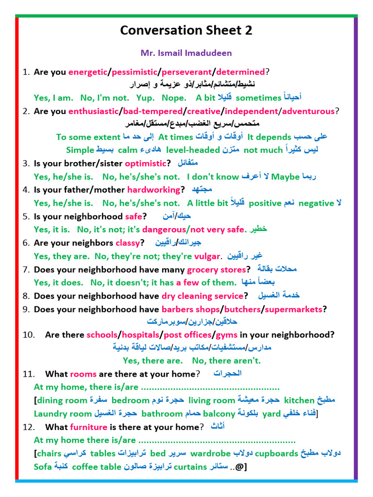 Conversation Sheet 2 | PDF | Career & Growth | Self-Improvement