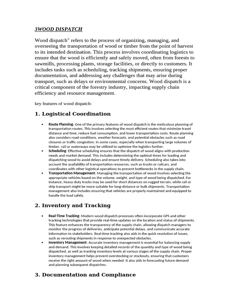 Wood Dispatch | PDF