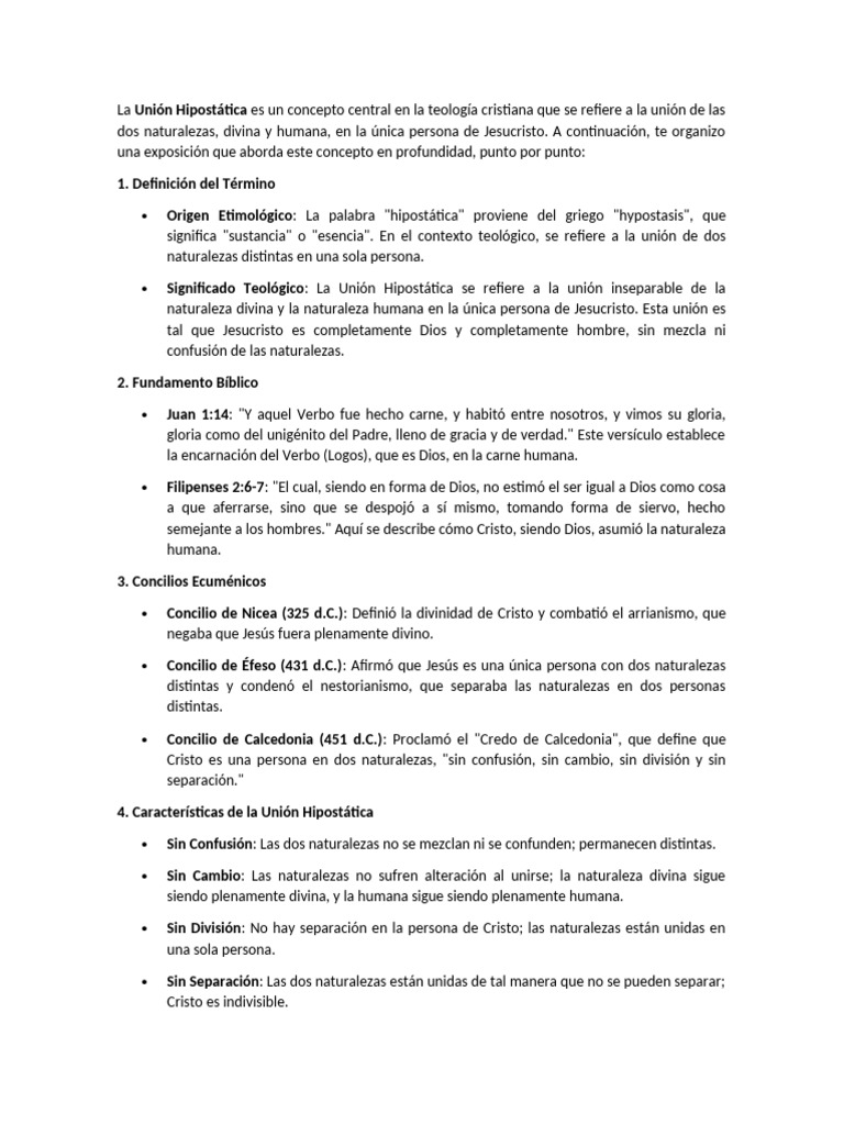 La Unión Hipostática en Profundidad | PDF | Cristo (título) | Cristología