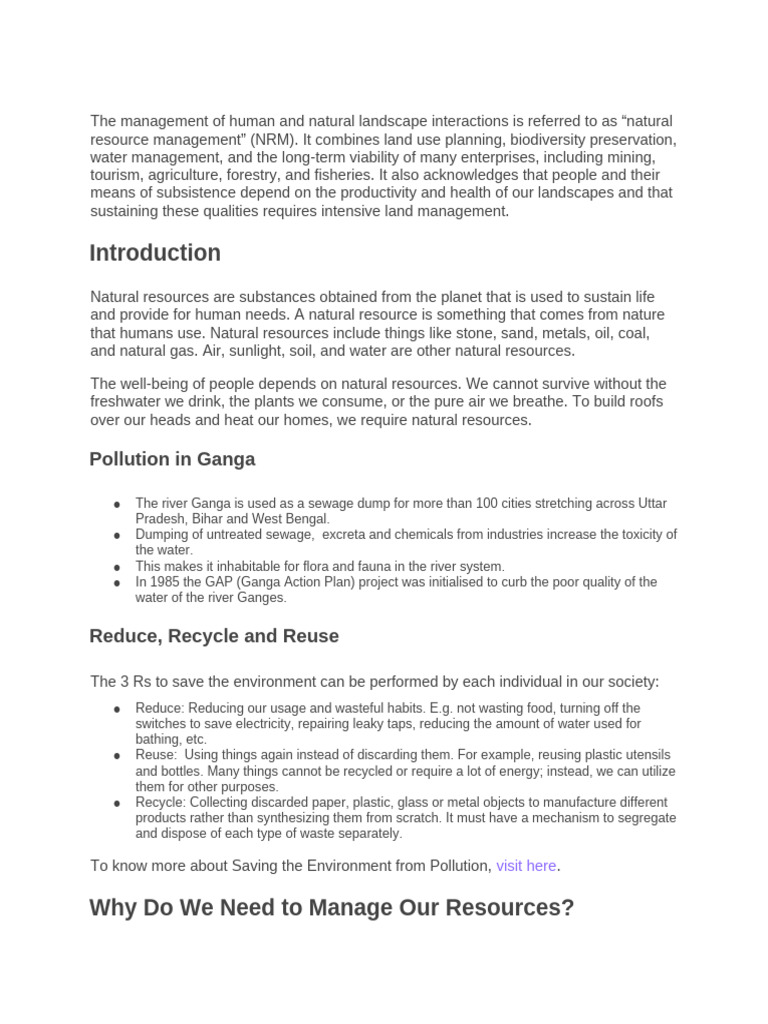 Natural Resources Class 10 | PDF