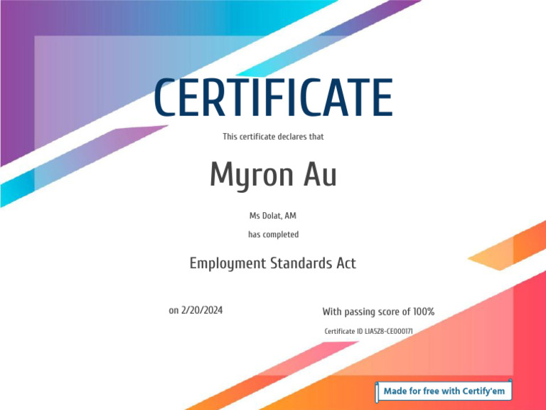 ESA Certificates | PDF