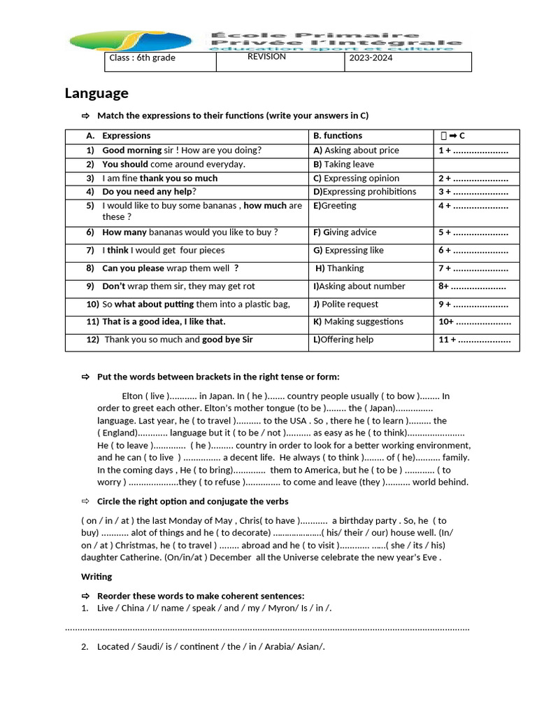 Grade 6 Revision | PDF