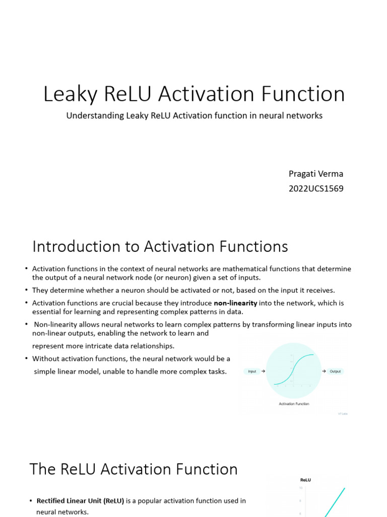 Leaky ReLU Activation Function | PDF