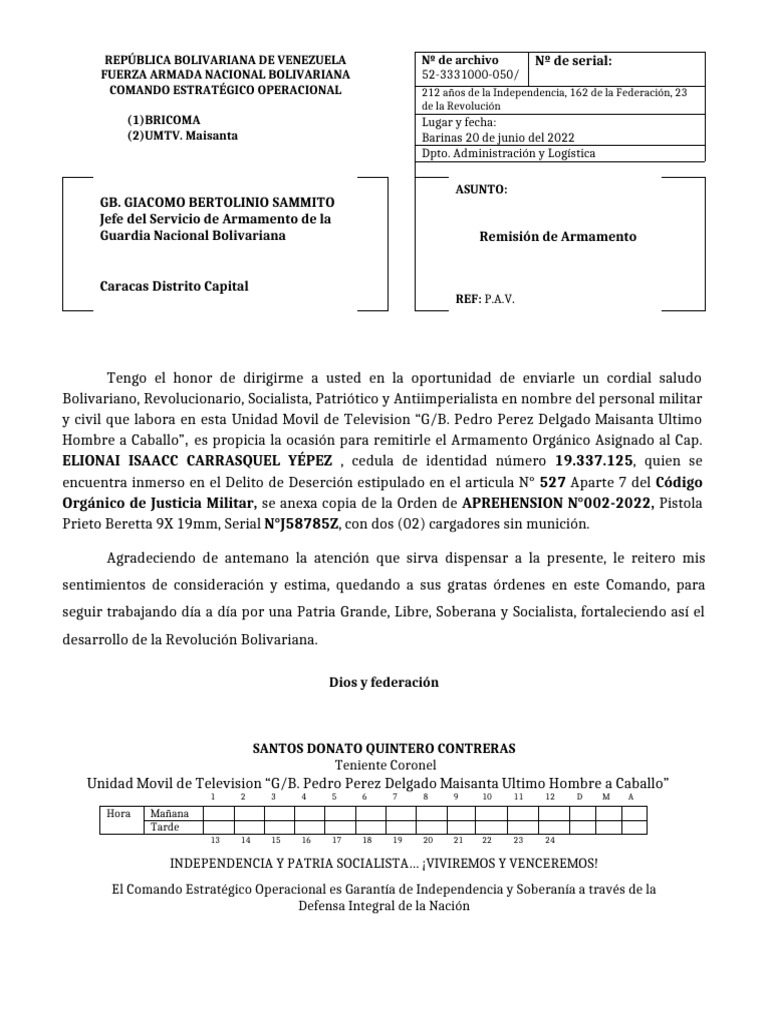 Oficio para Remitir CCS | PDF | South America | Military