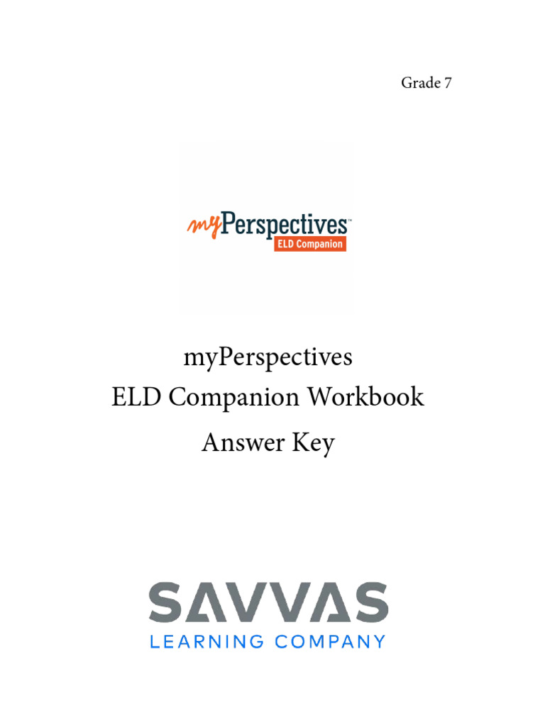 Myperspectives Eld Companion Workbook Answer Key: Grade | PDF