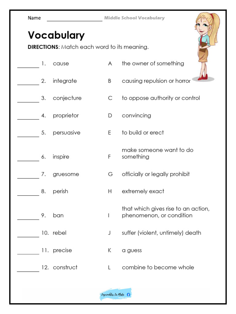 Middle School Vocabulary | PDF