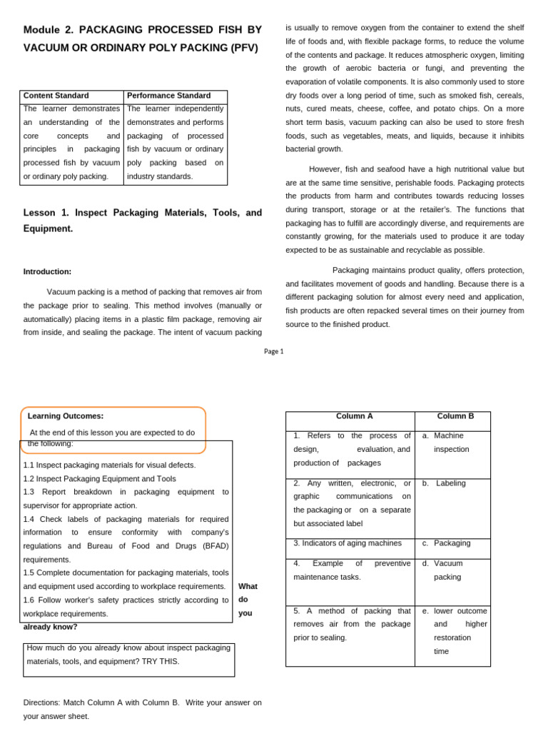 Module Tle - Vacuum Packaging - Maxivel | PDF