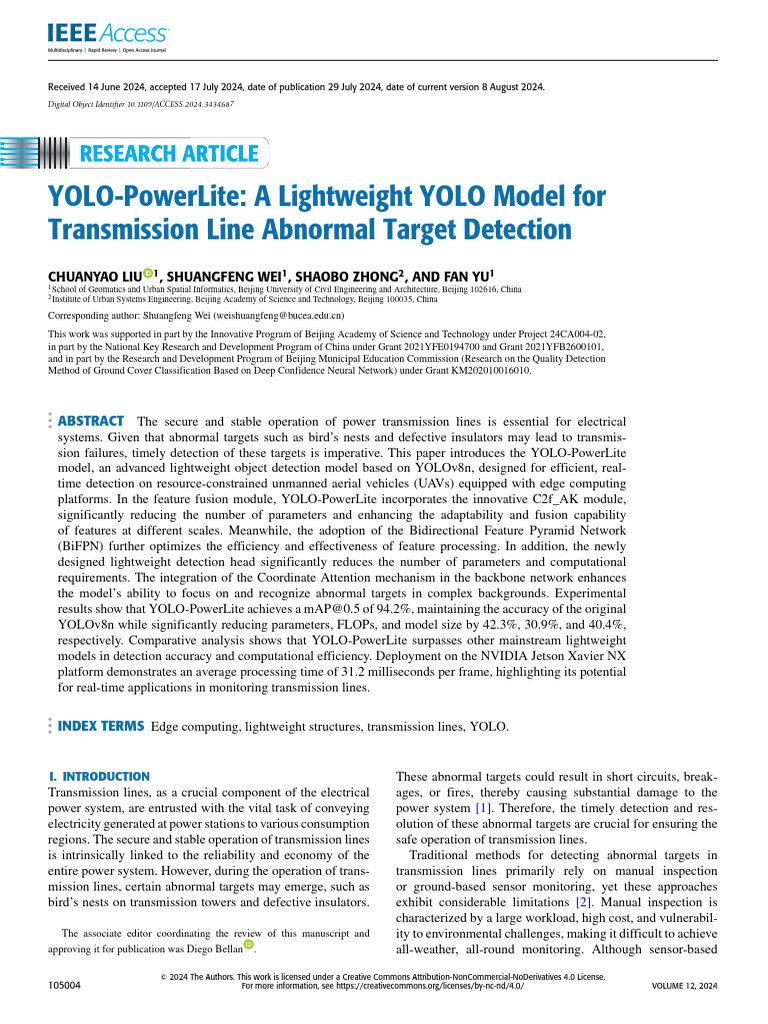 YOLO-PowerLite A Lightweight YOLO Model For Transmission Line Abnormal ...