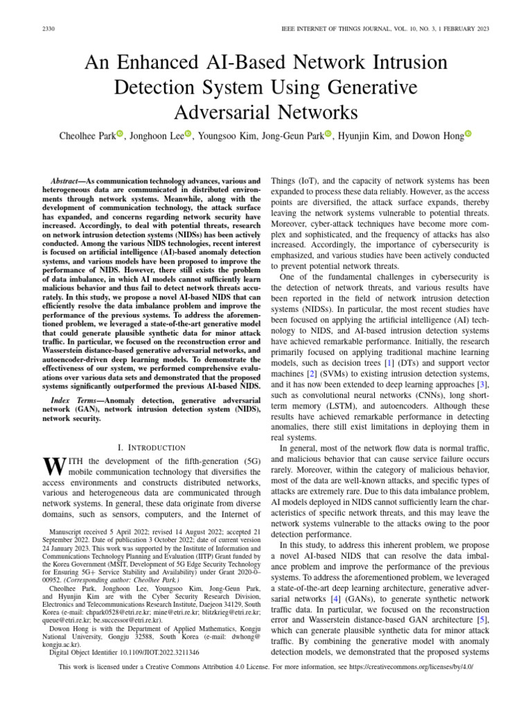 An Enhanced AI-Based Network Intrusion Detection System Using Generative Adversarial Networks-1 ...