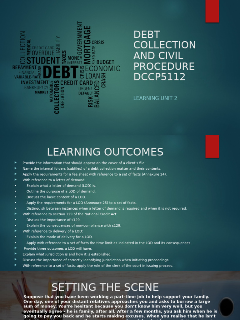 Debt Collection and Civil Procedure LU2 | PDF