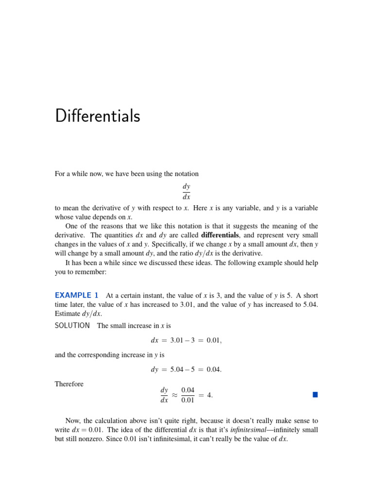 Differentials Notes Pdf