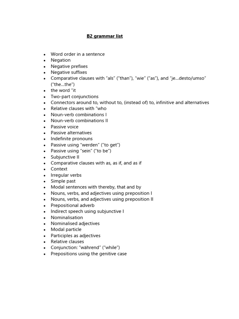 B2 Grammar List | PDF