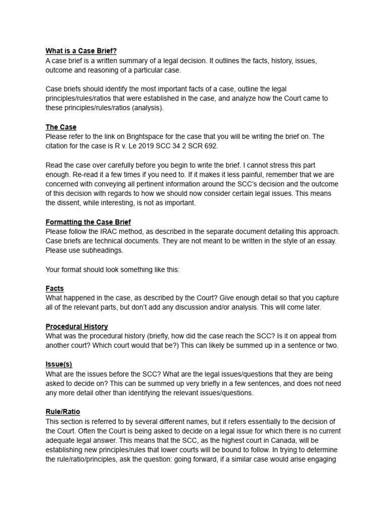 Case Brief Instructions | PDF