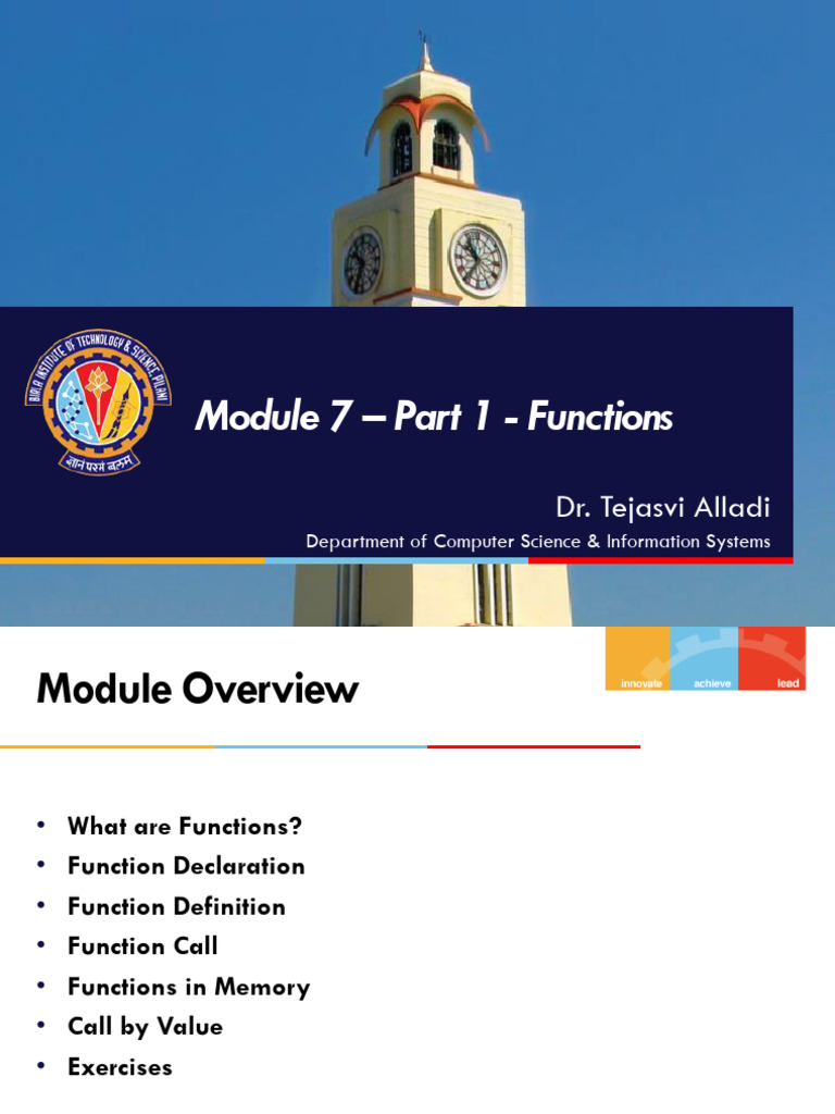 Module 7 - Part 1 - Functions | PDF