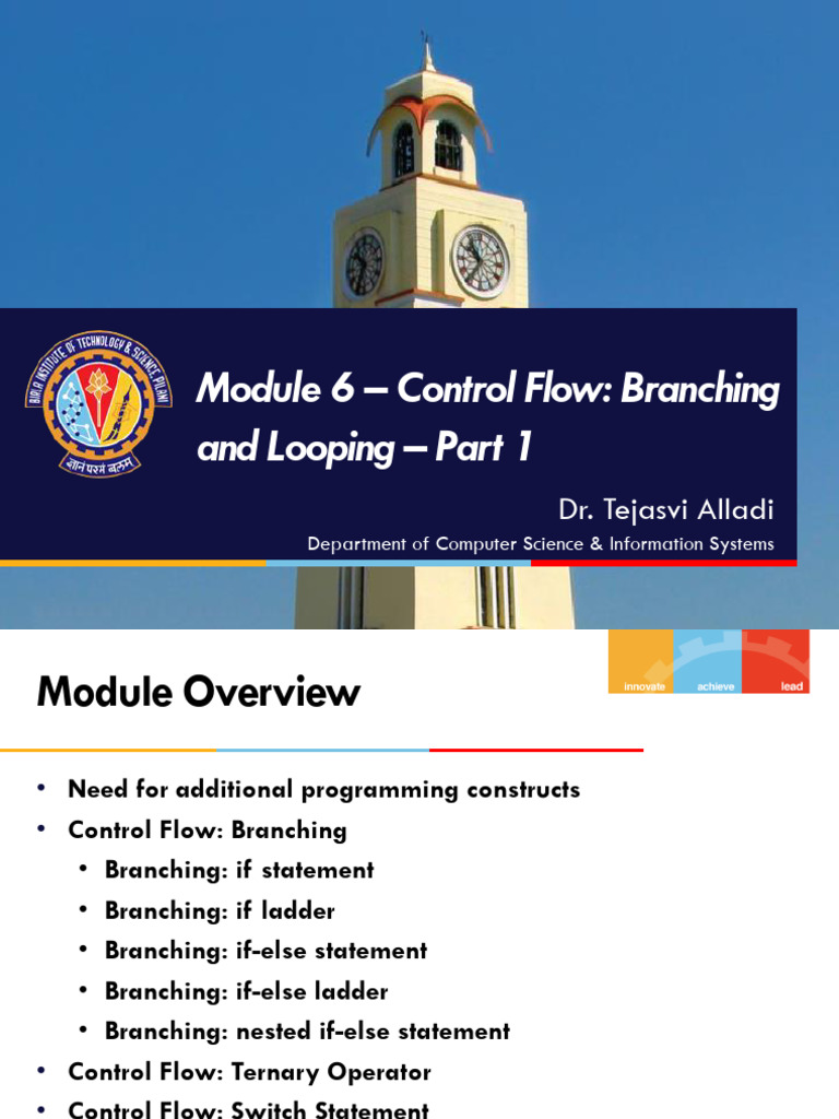 Module 6 - Control Flow - Branching and Looping - Part 1 | PDF
