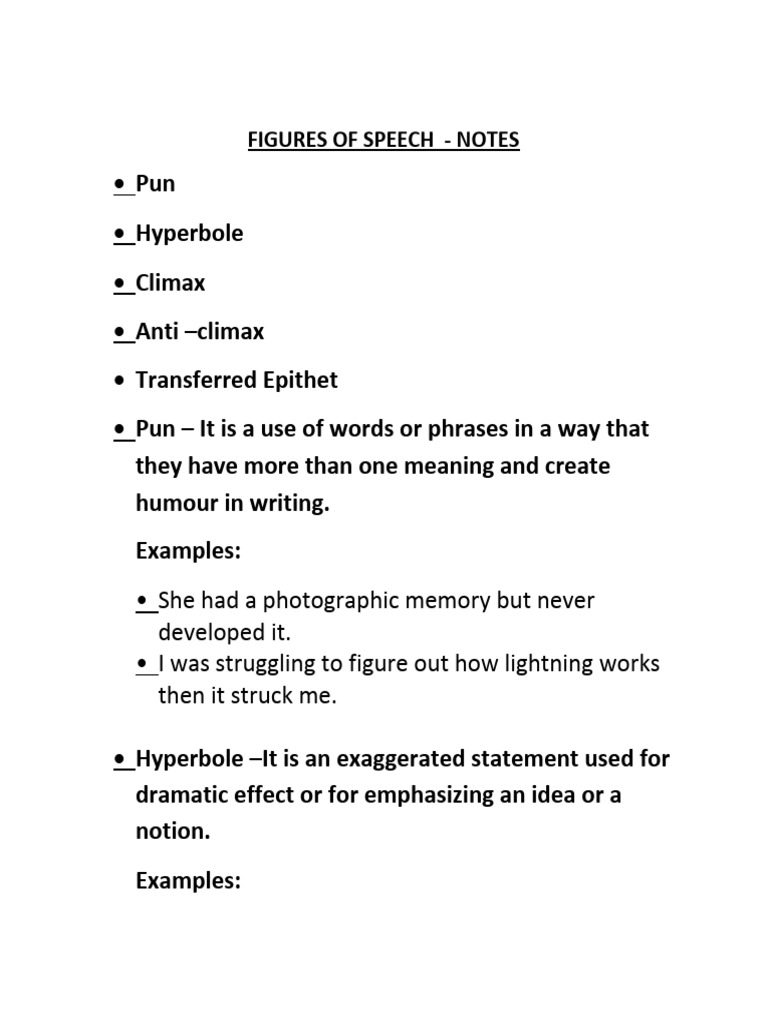 3.FIGURES OF SPEECH - NOTES | PDF