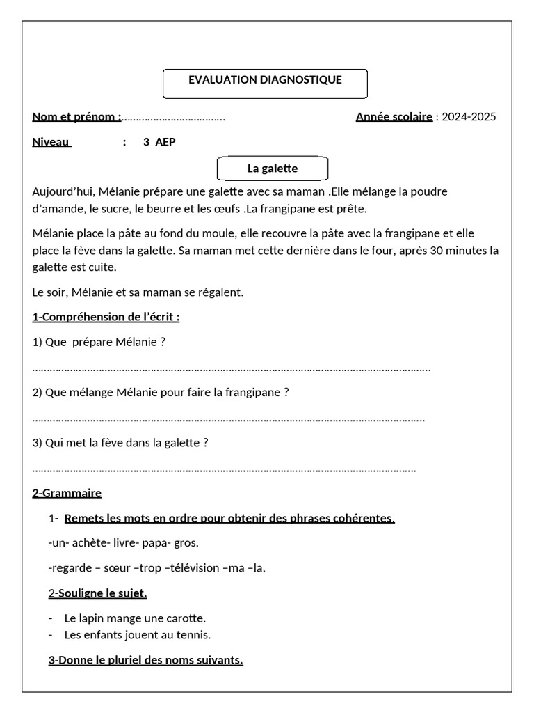 Eval DGNTQ Ce2 2024-2025 | PDF