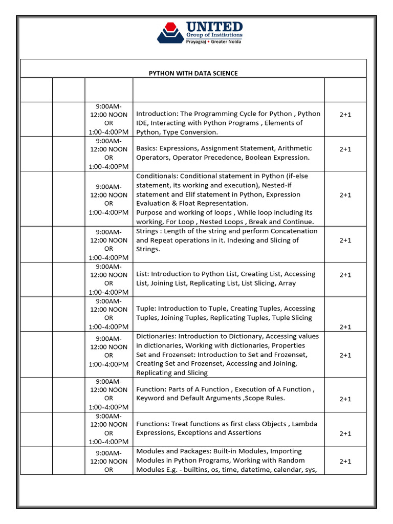 Python With Data Science Lecture Plan Pdf Python Programming 0639