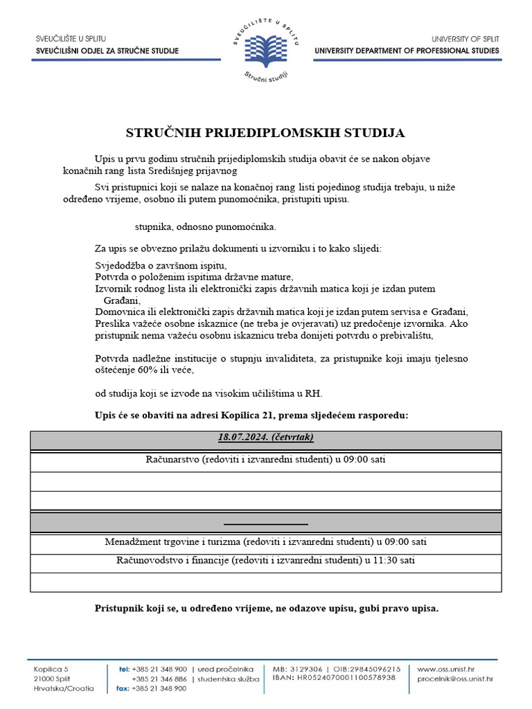 Naputak Brucoši Ljeto | PDF