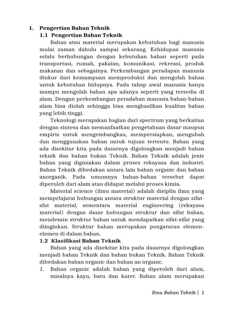 BAB 1 Pengertian Bahan Teknik | PDF
