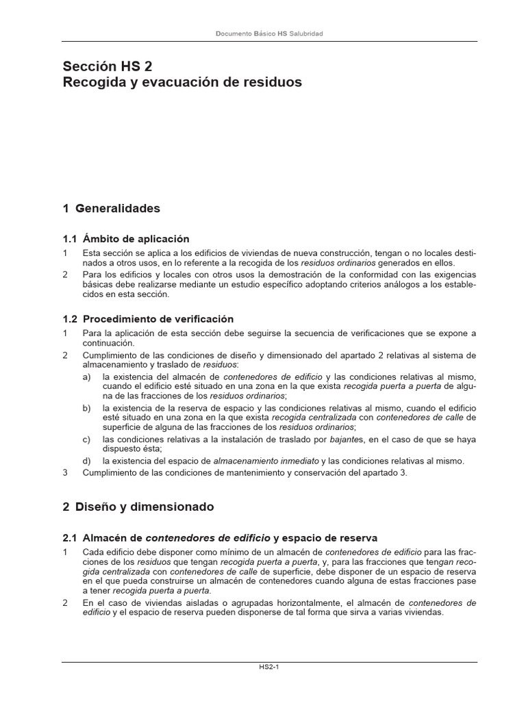 hs2 Recogida y Evacuación de Residuos | PDF