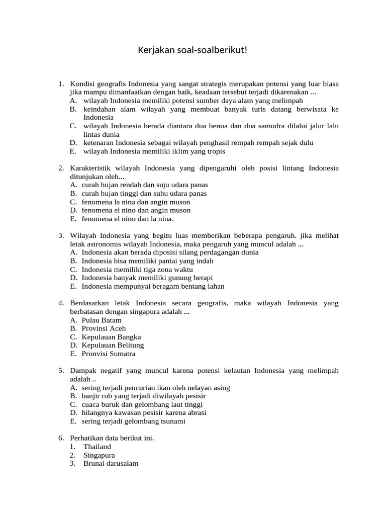 Latihan Soal Geografi Xi | PDF