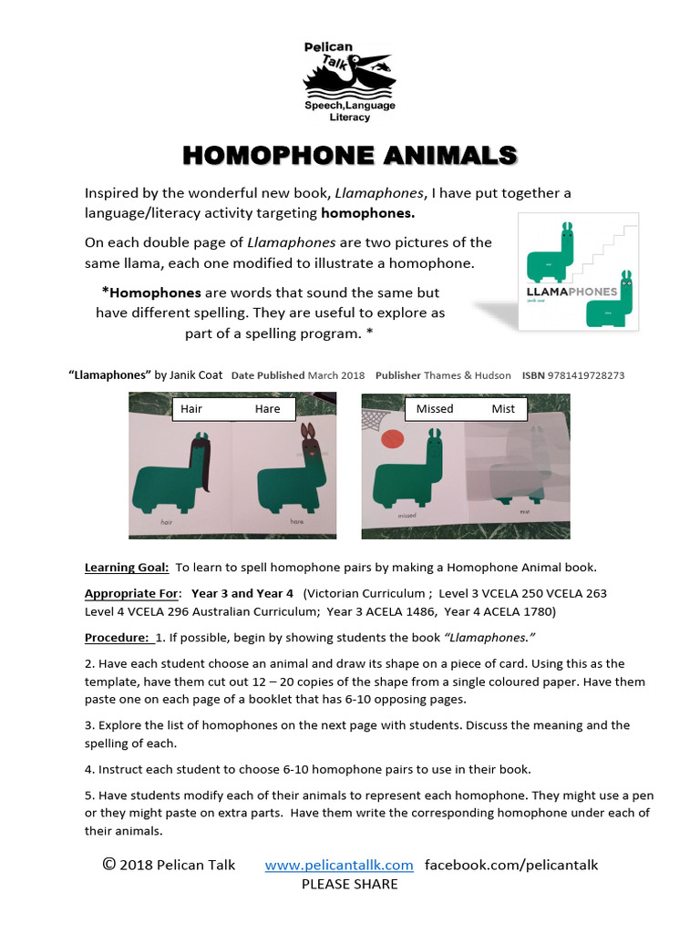 Homophone Animals | PDF