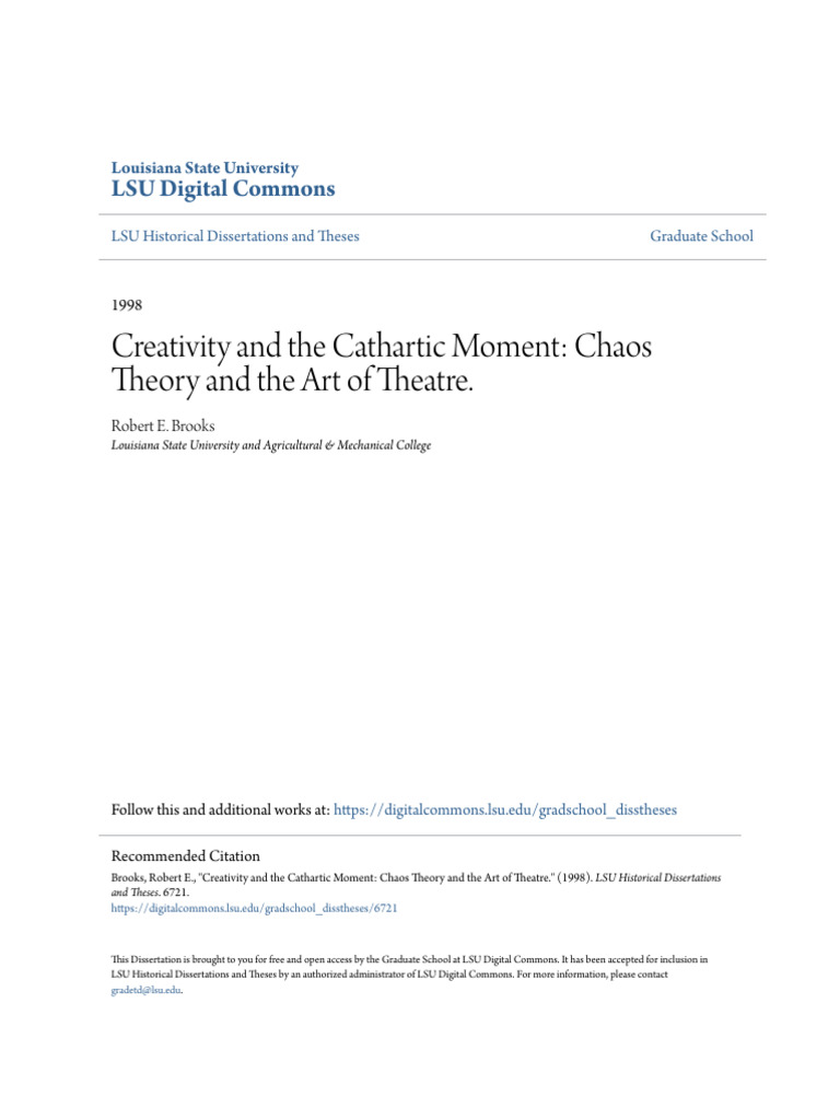Creativity and The Cathartic Moment - Chaos Theory and The Art of | PDF