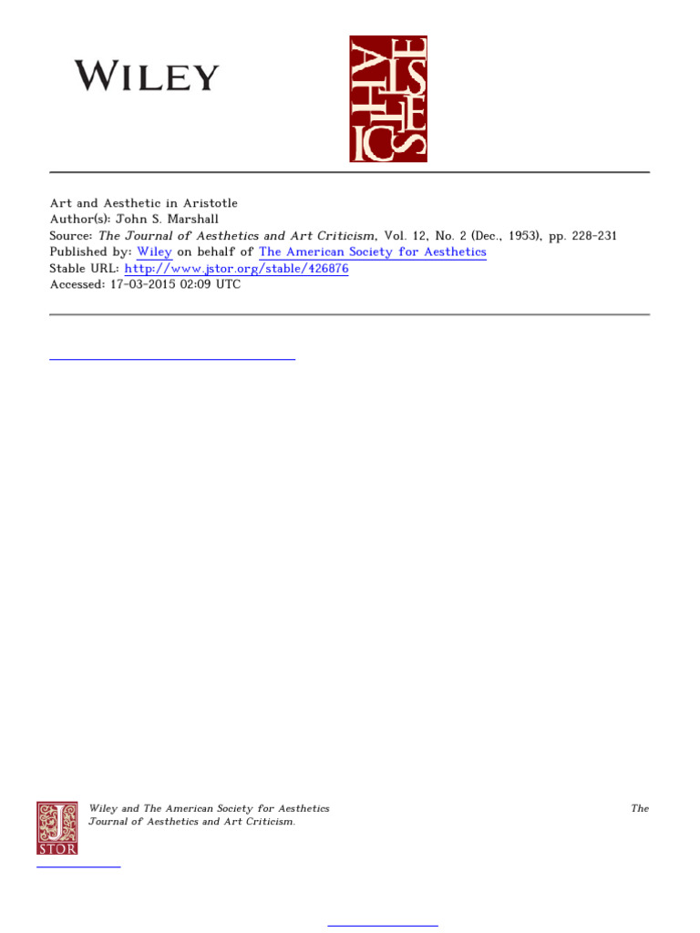 Wiley The American Society For Aesthetics | PDF
