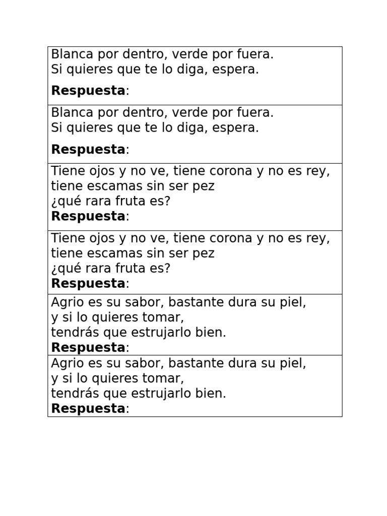 Adivinanzas de Frutas | PDF