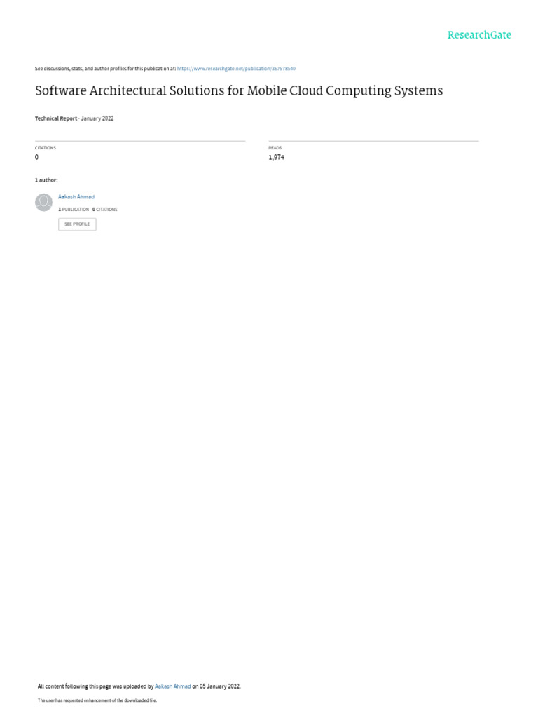 Software Architectural Solutions For Mobile Cloud Computing Systems | PDF