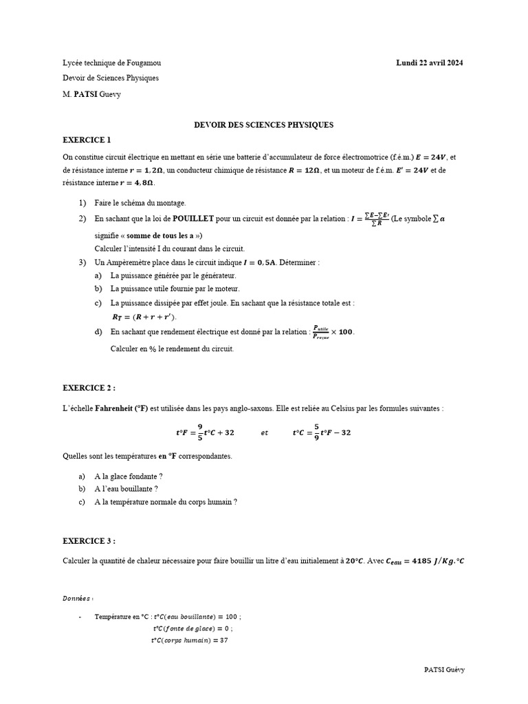 Devoir 2nd Ei Pro | PDF