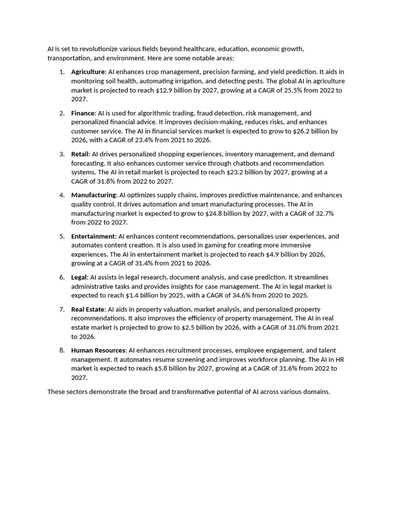 AI Is Set To Revolutionize Various Fields Beyond Healthcare | PDF