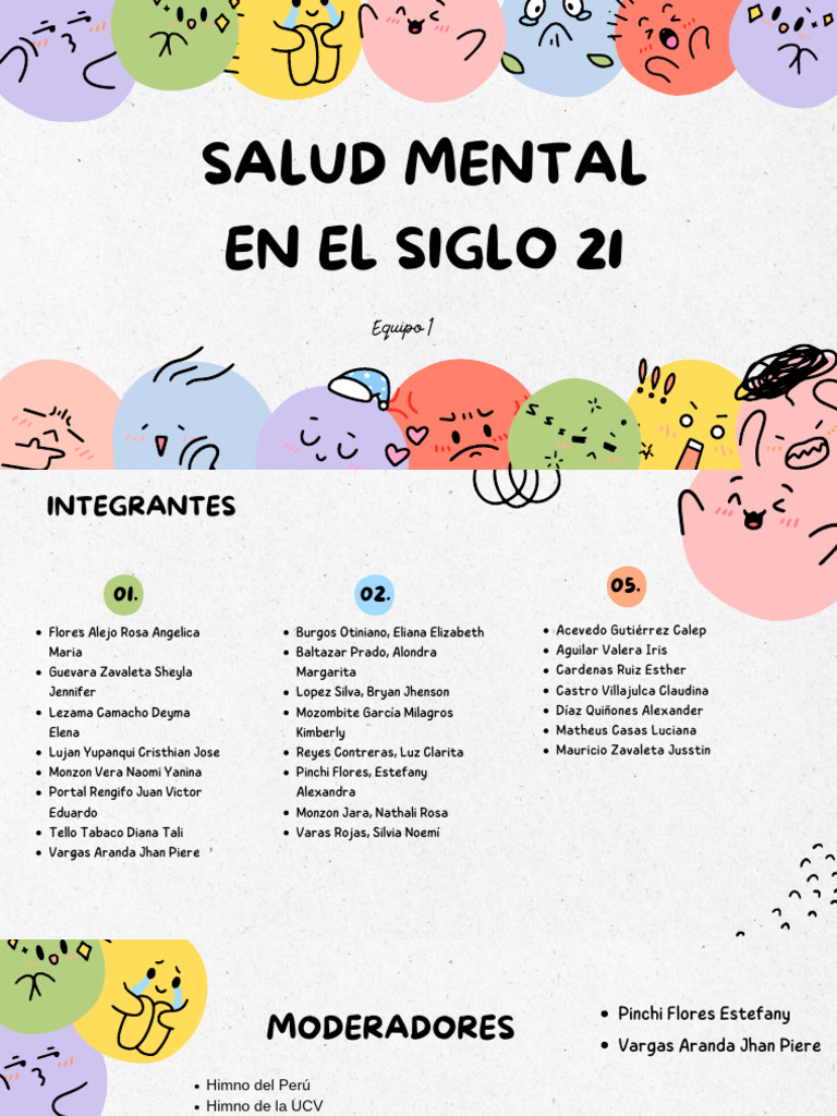 Presentación Diapositivas de Salud Mental Emociones Psicología Doodle Ilustrado Multicolores | PDF