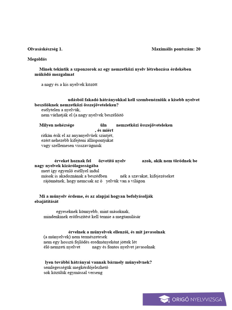 Angol C1 Irasbeli Feladatsor Web Kulcs 2022 FK | PDF