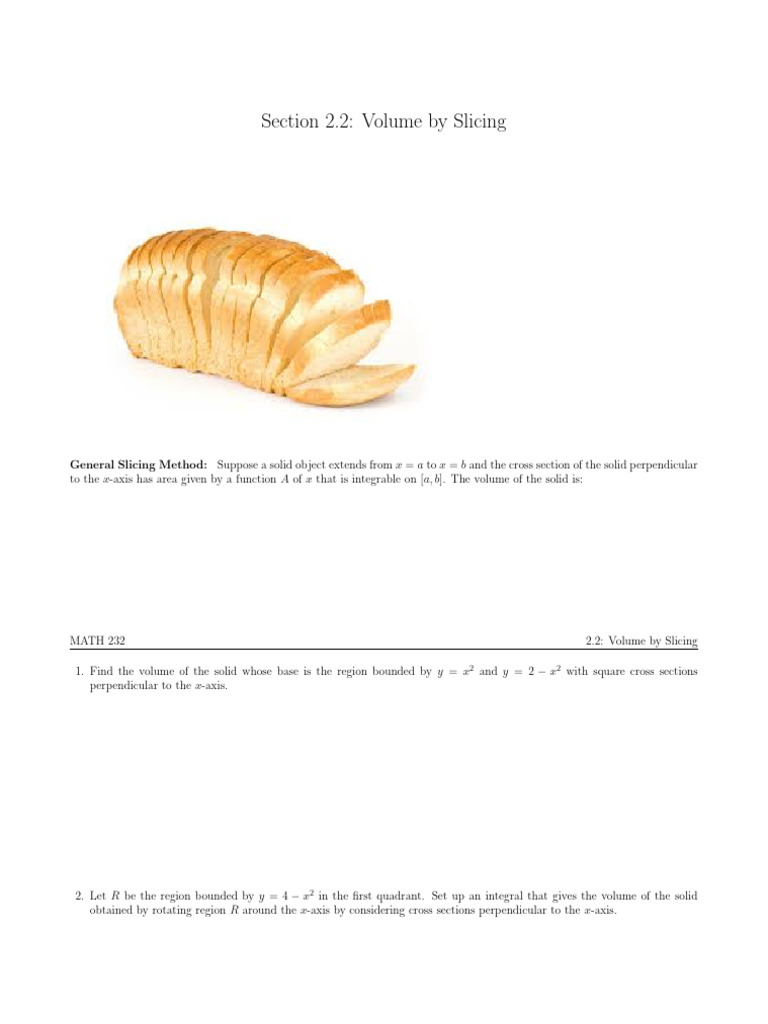 OpenStax 2-2 Volume by Slicing | PDF