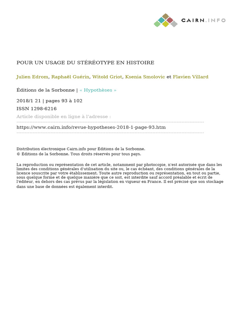 Edrom. Usage Stereotype en Histoire | PDF