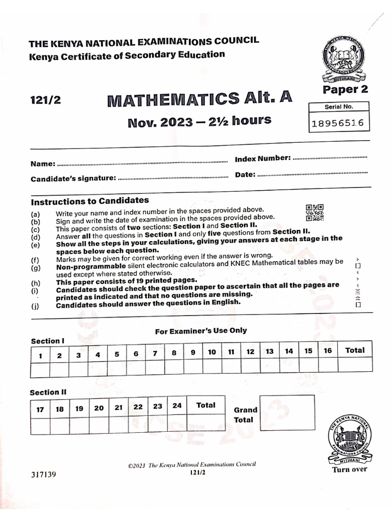 Kcse 2023 Mathematics Pp2 | PDF