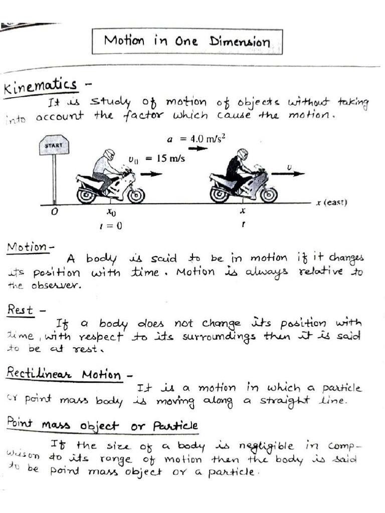 Motion in One Dimension | PDF