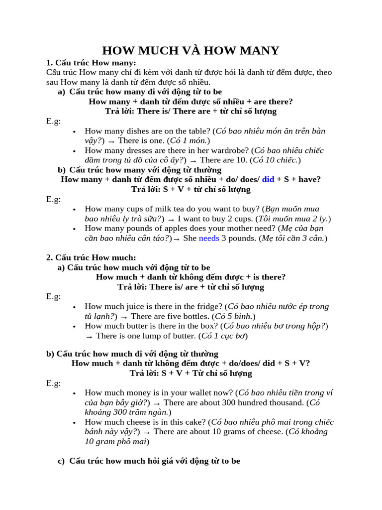 How Much Và How Many | PDF